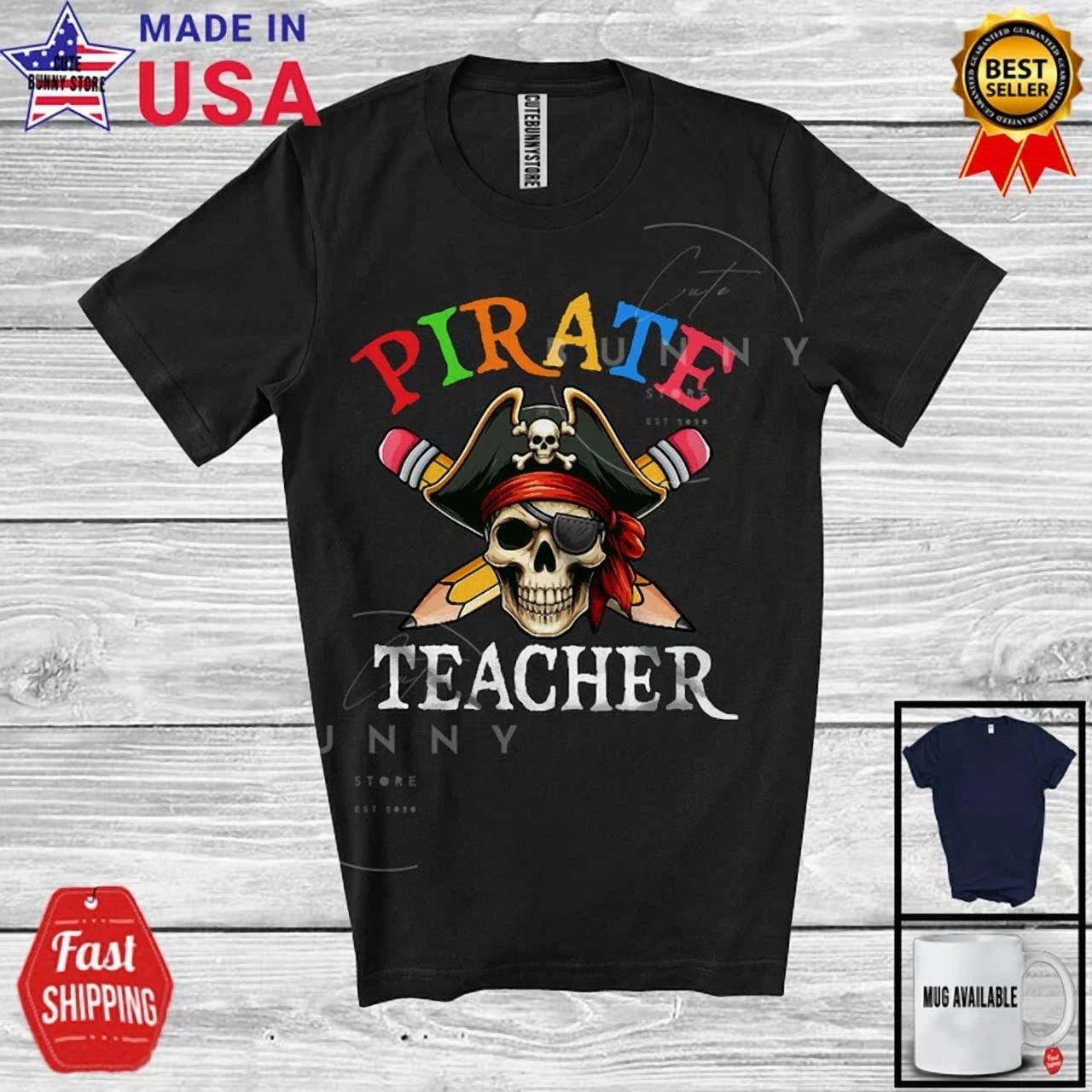 Hot Trending Kiraa Tee With Pirate Teacher, Pirate Skull Pencil ...