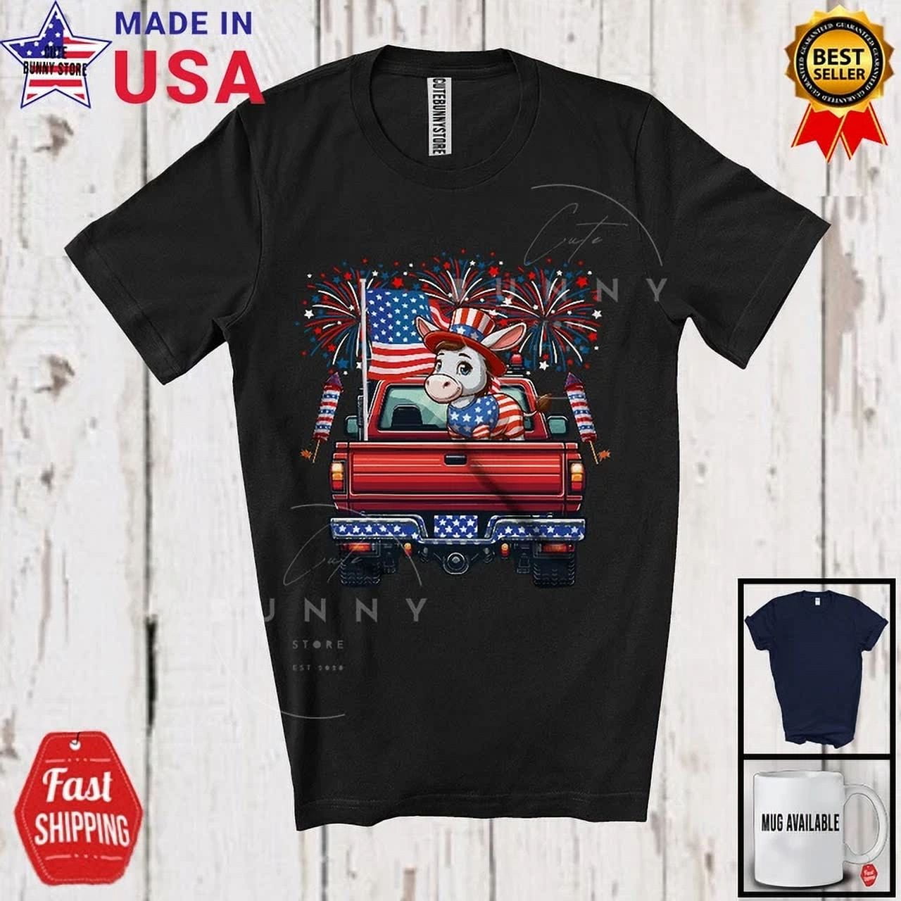 Hot Trending Kiraa Tee With Usa Flag Donkey On Pickup Truck, 4Th Of ...