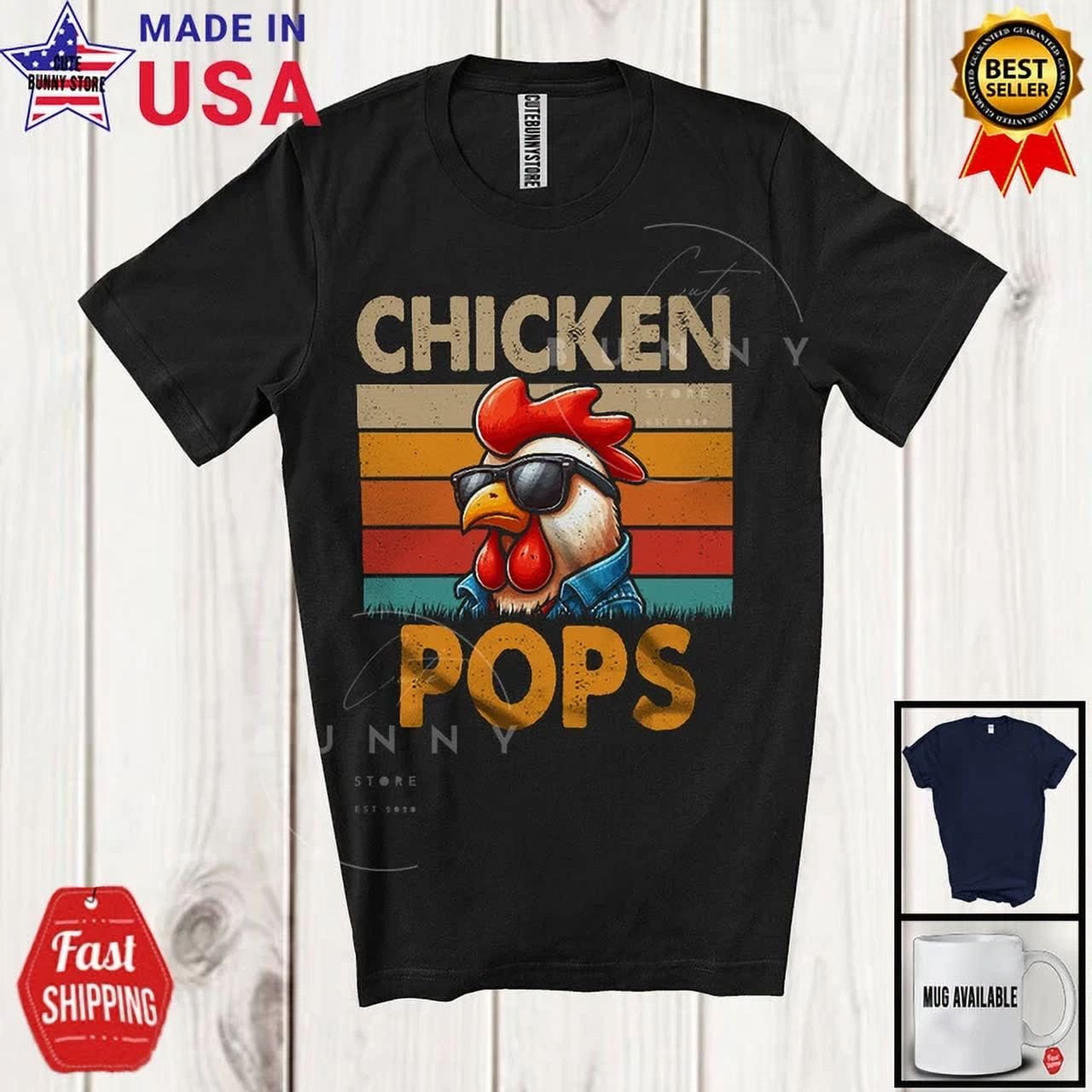 Hot Trending Kiraa Tee With Vintage Retro Chicken Pops, Father'S Day ...