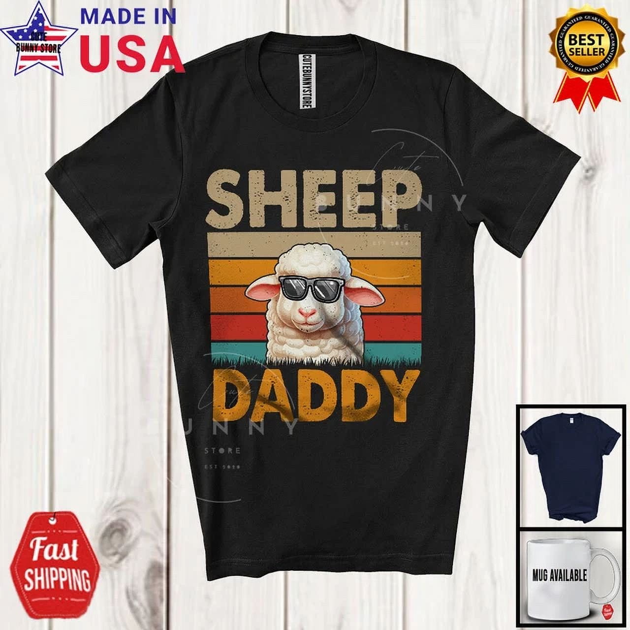 Hot Trending Kiraa Tee With Vintage Retro Sheep Daddy, Father'S Day ...
