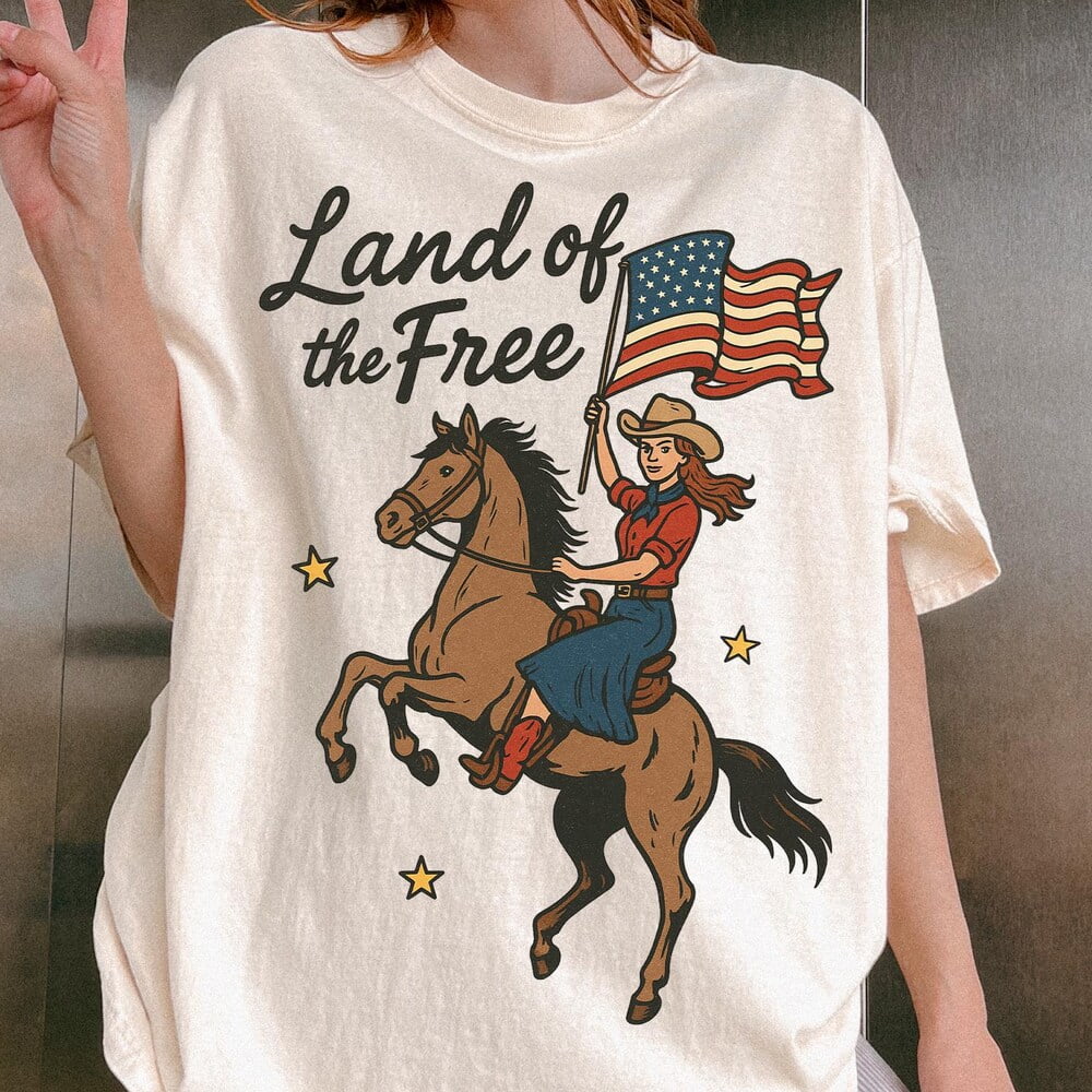 Hot Trending Land Of The Free Cowboy, Retro western, Cowboy Shirt, 4th ...