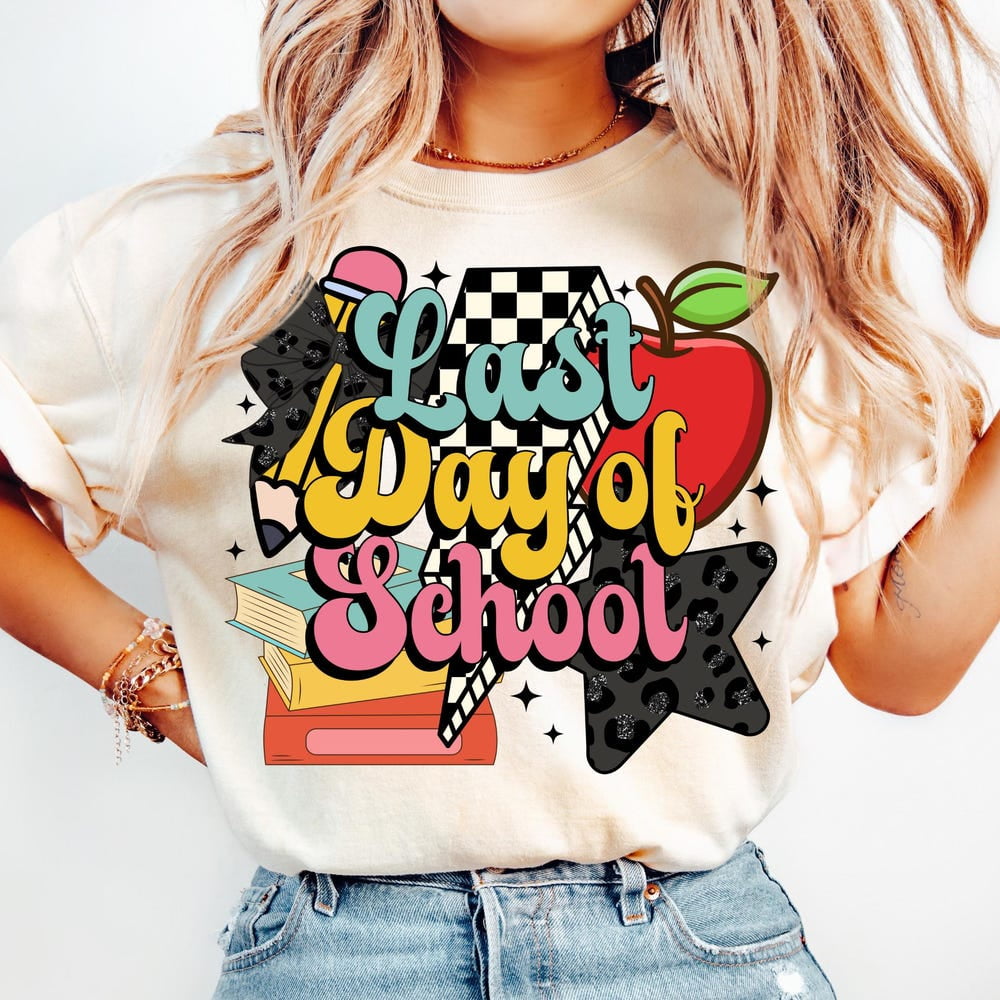Hot Trending Last Day Of School Teacher, Retro Black Glitter End Of ...