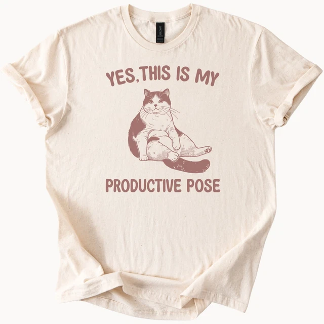 Hot Trending Lazy Cat T Shirt Funny Kitten Productive Pose Tee Design ...