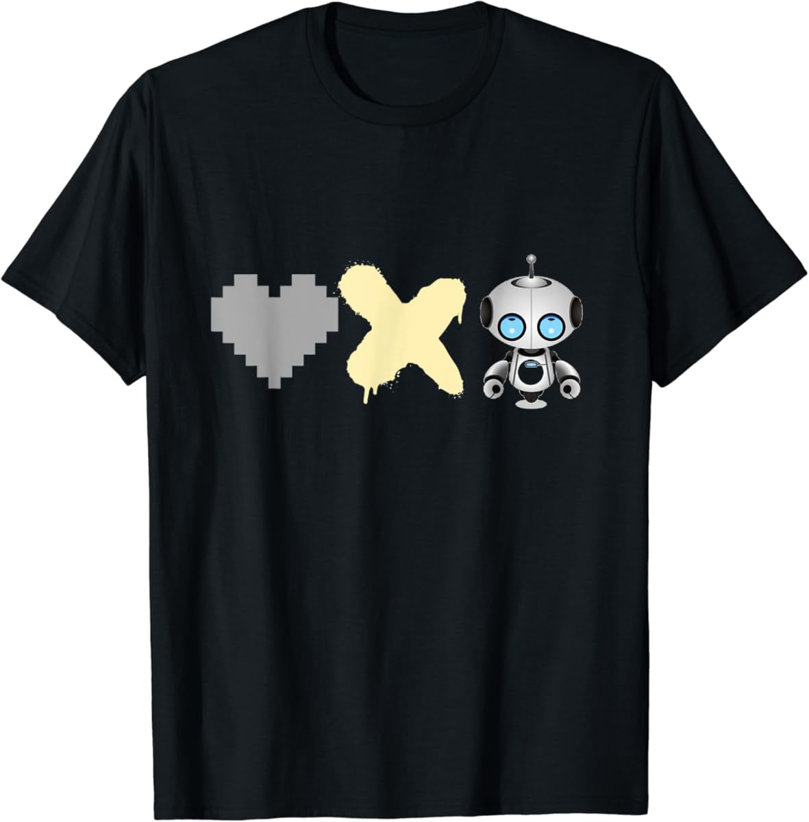 Hot Trending Love Death Robots - yellow Pixel Heart, X and cute Robot T-Shirt Vintage Tee ...