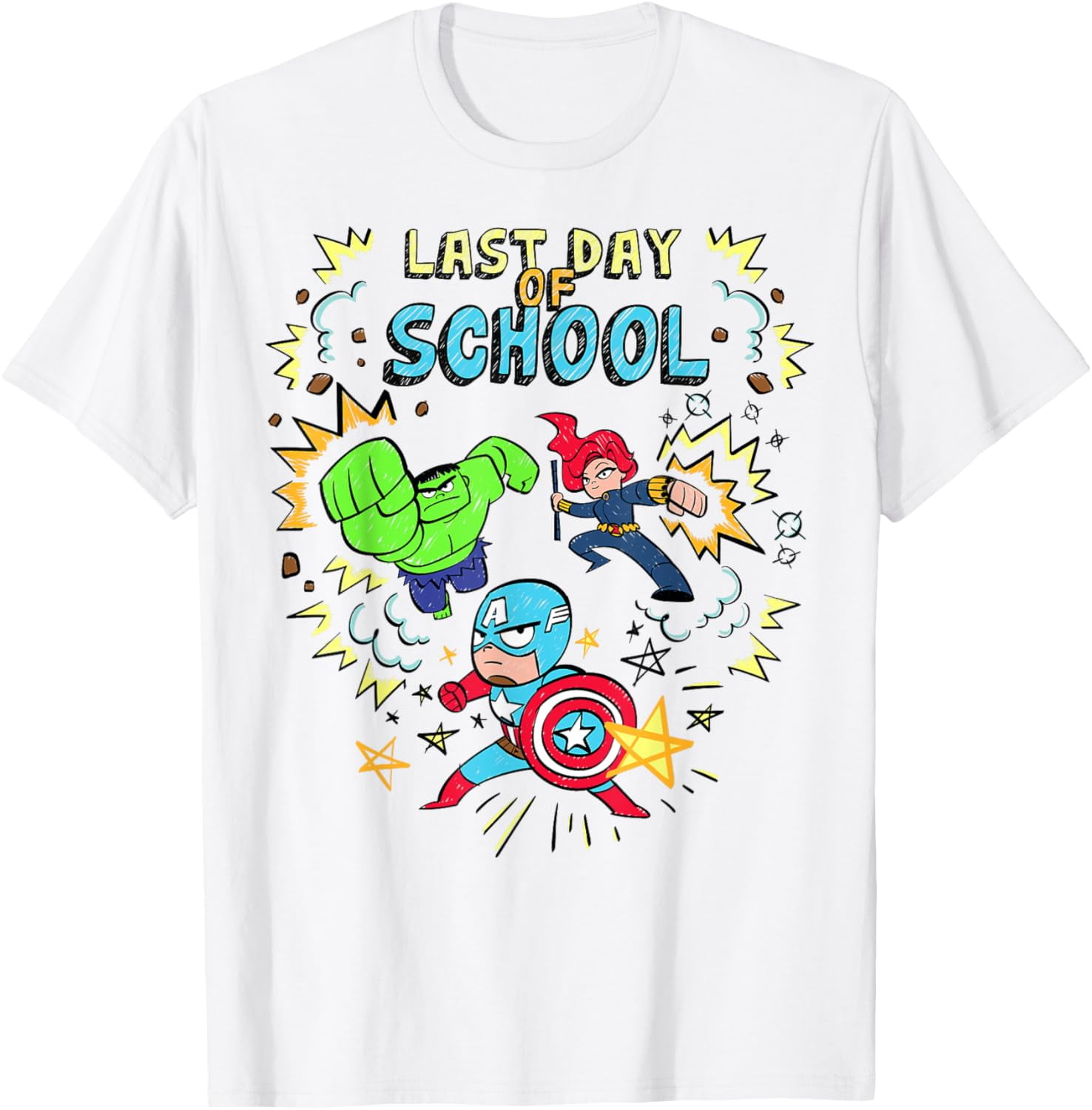 Hot Trending Marvel Avengers Simple Doodle Last Day Of School Text ...