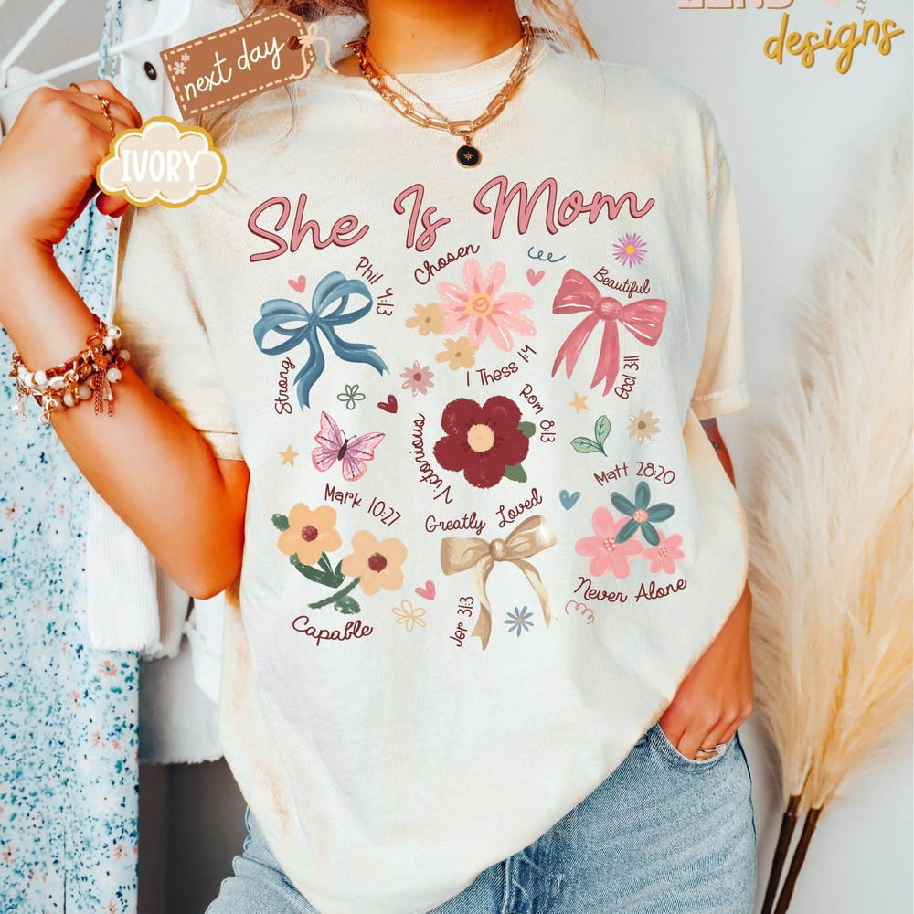 Hot Trending She Is Mom Shirt, Coquette Praying Mama Shirts, Religious ...