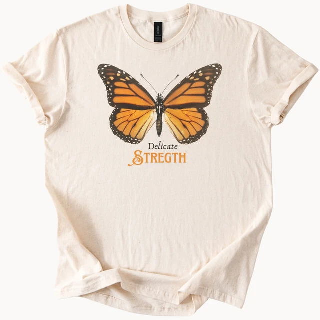 Hot Trending Monarch Butterfly shirt Delicate Strength Graphic Tee ...