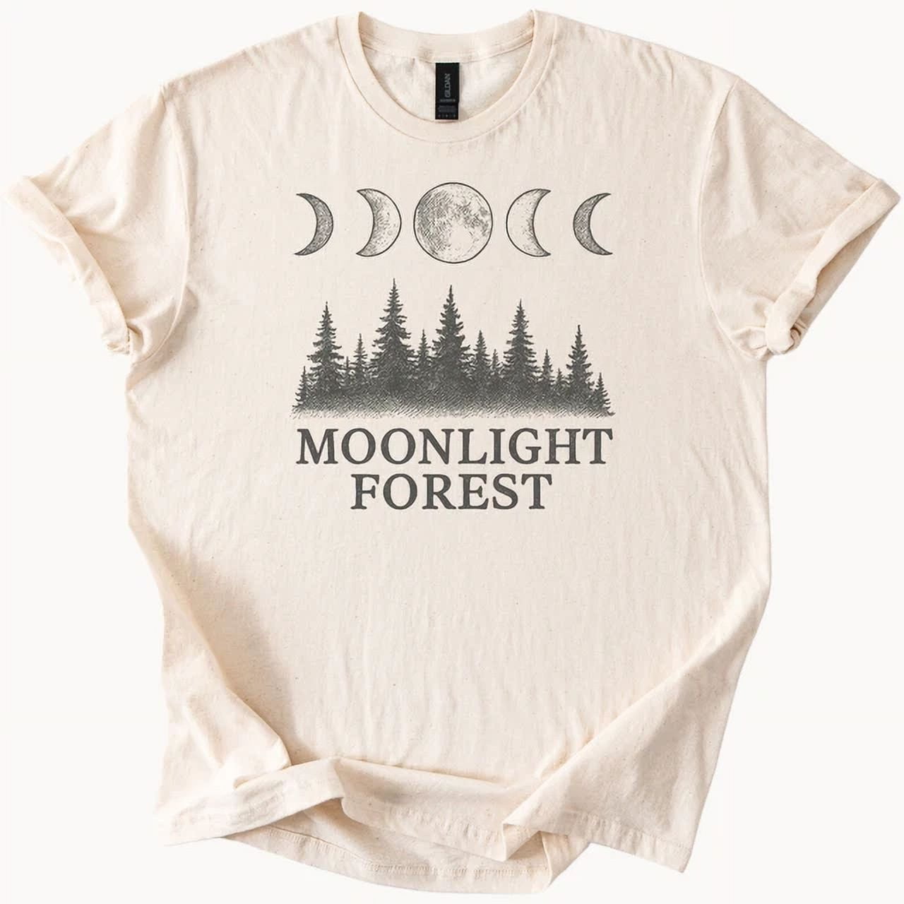 Hot Trending Moonlight Forest Tee Celestial Moon Phase Shirt Nature Top Design Preview Only ...