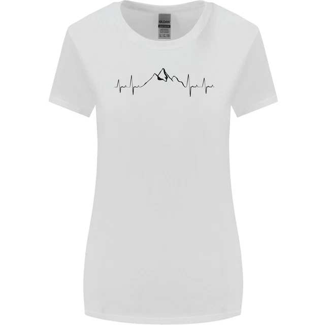 Hot Trending Mountain ECG Hiking Trekking Climbing Pulse T-Shirt Design ...