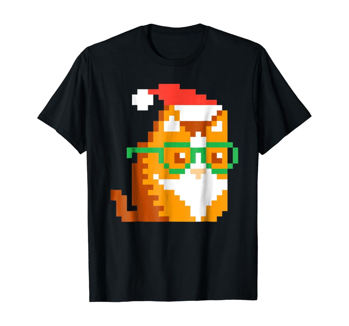 Hot Trending Nerd Cat Green Glasses Xmas Retro 8-Bit Pixel Art Shirt ...