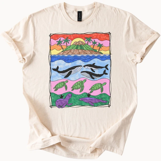 Hot Trending Ocean Island Sunset Graphic Tee Whales Turtles Seals ...