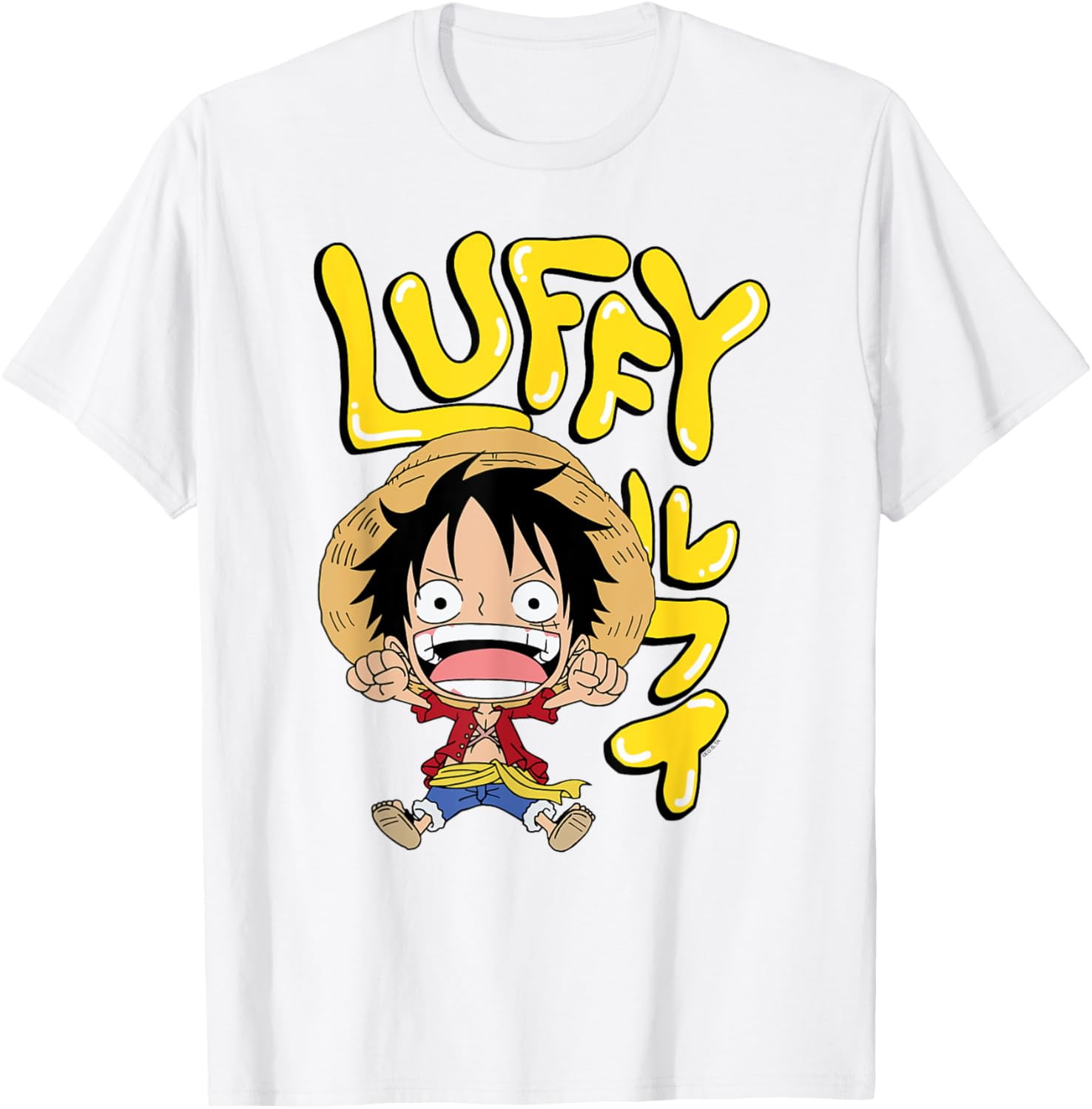 Hot Trending One Piece Anime Luffy Chibi With Bubble Letters Vintage ...