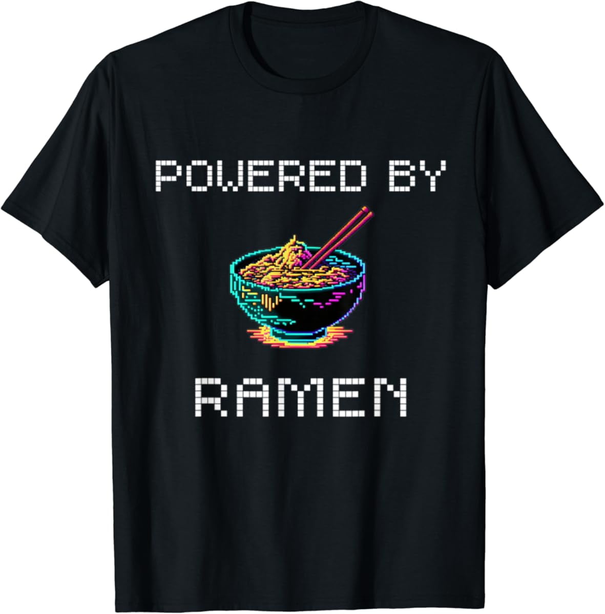 Hot Trending POWERED BY RAMEN PIXEL ART T-SHIRT - FUNNY JAPANESE ANIME ...
