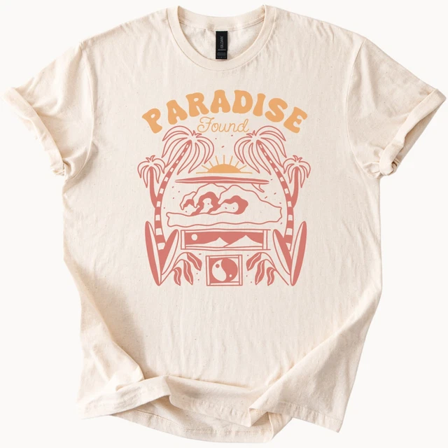 Hot Trending Paradise Found Tee Beach Vibes Palm Tree Graphic TShirt Design Preview Only ...