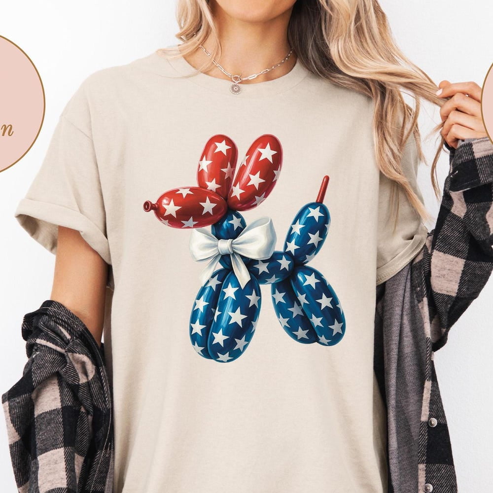 Hot Trending Patriotic Balloon Dog Shirt, Preppy 4Th Of July Shirt ...