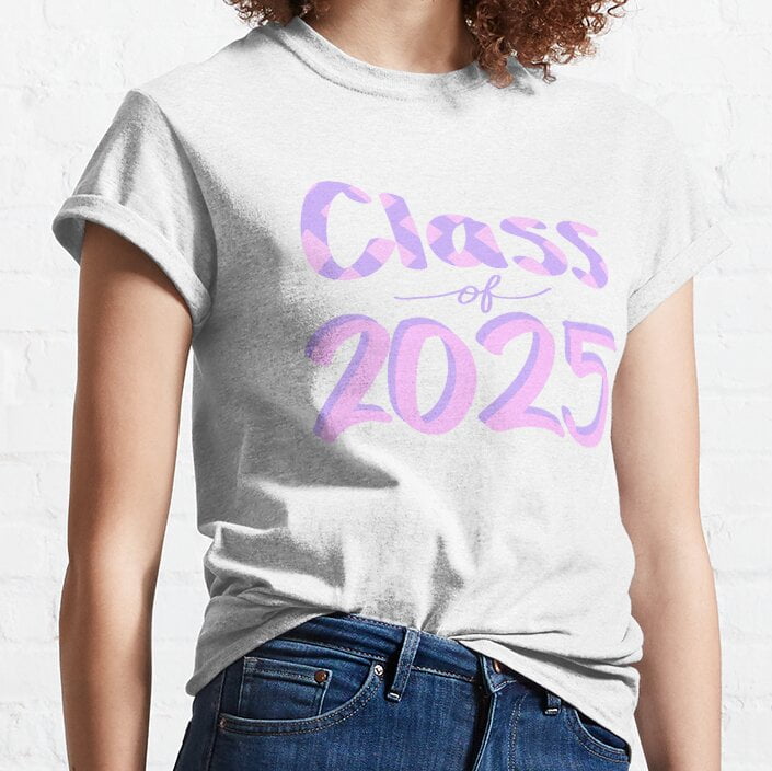 Hot Trending Pink purple Class of 2025 Classic T-Shirt Vintage Birthday ...