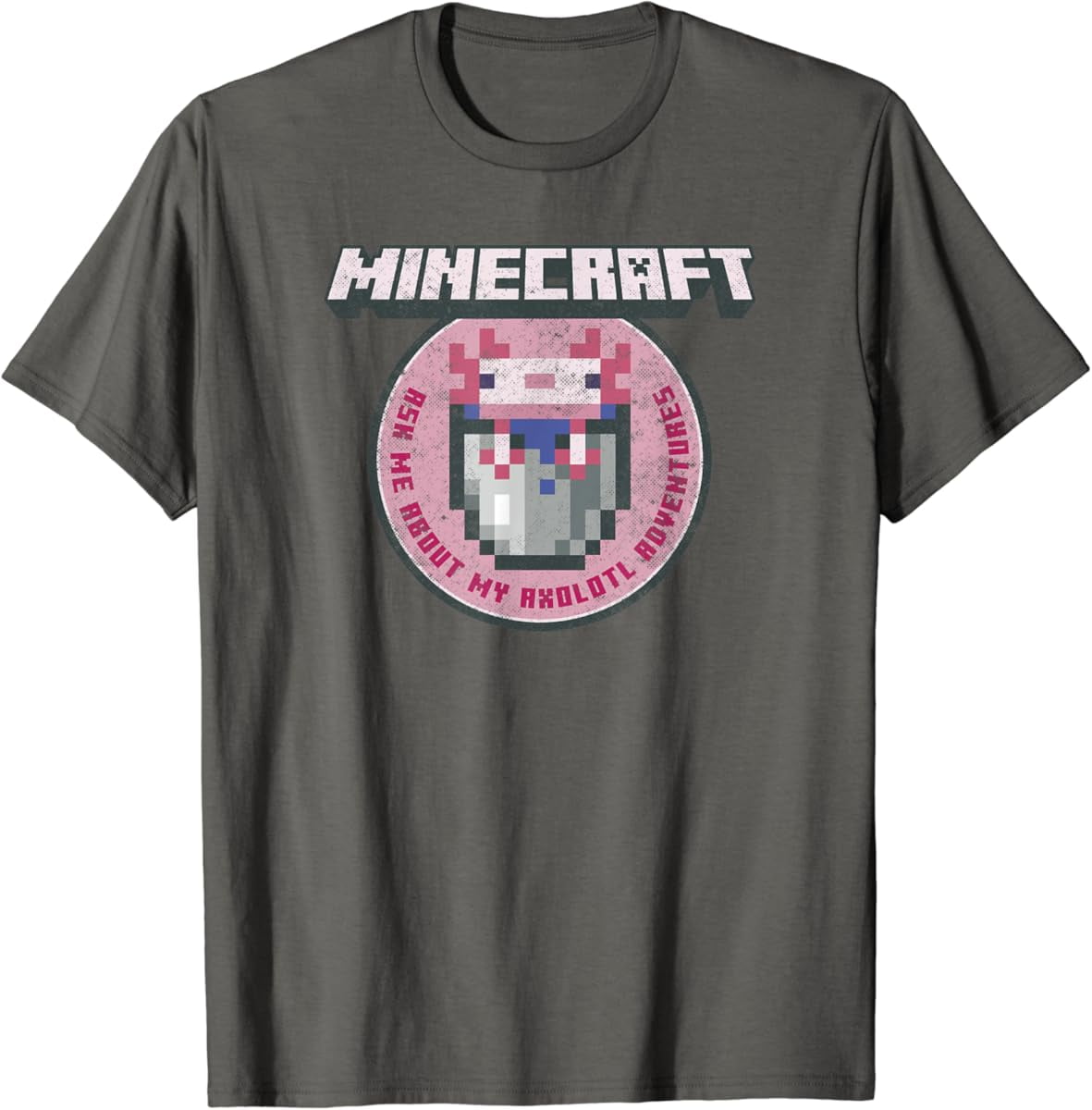Hot Trending Pixel Art Axolotl Adventures Circle Badge T-Shirt Vintage ...