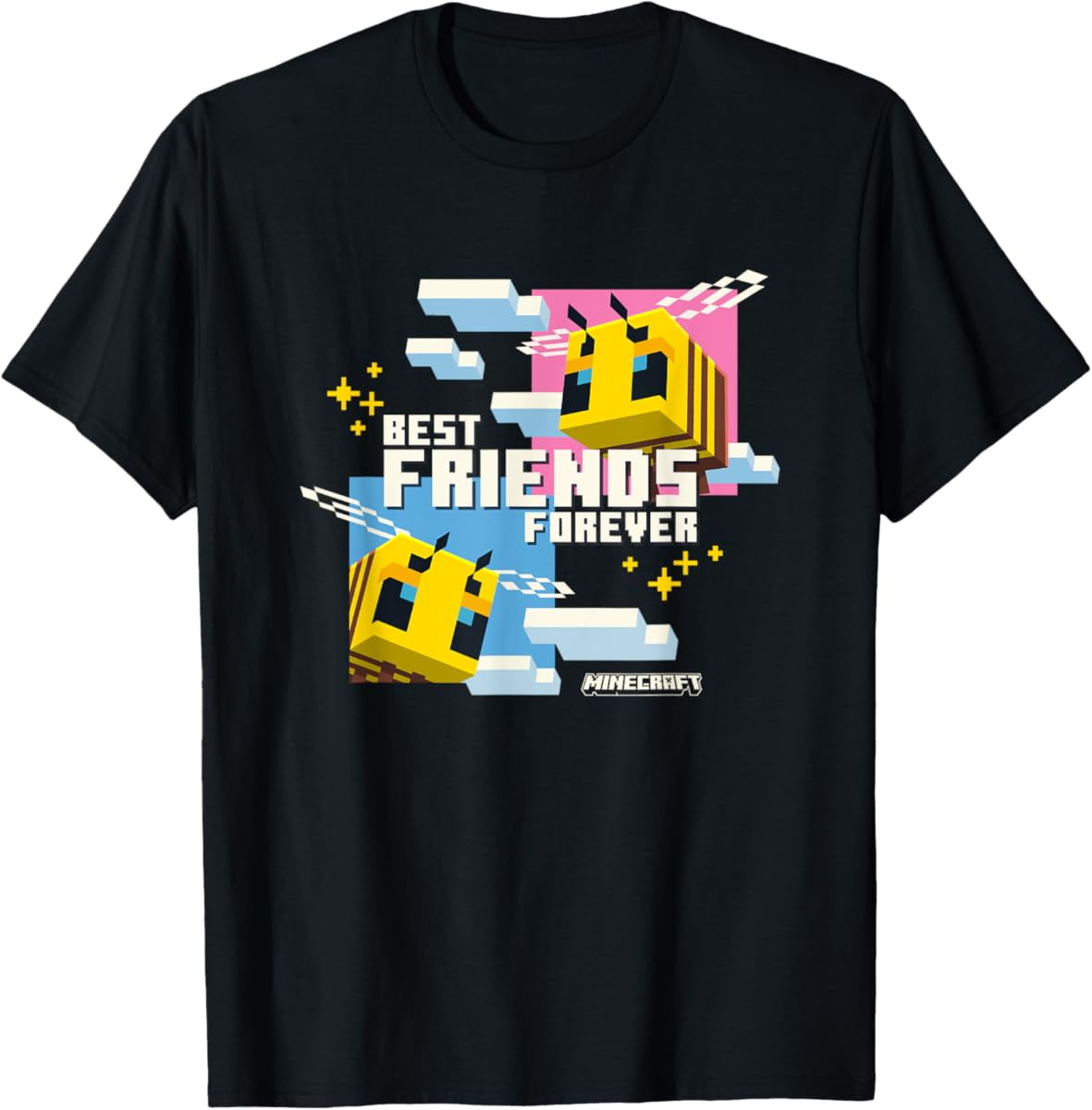 Hot Trending Pixel Art Best Friends Forever Bees Flying Pink & Blue T ...