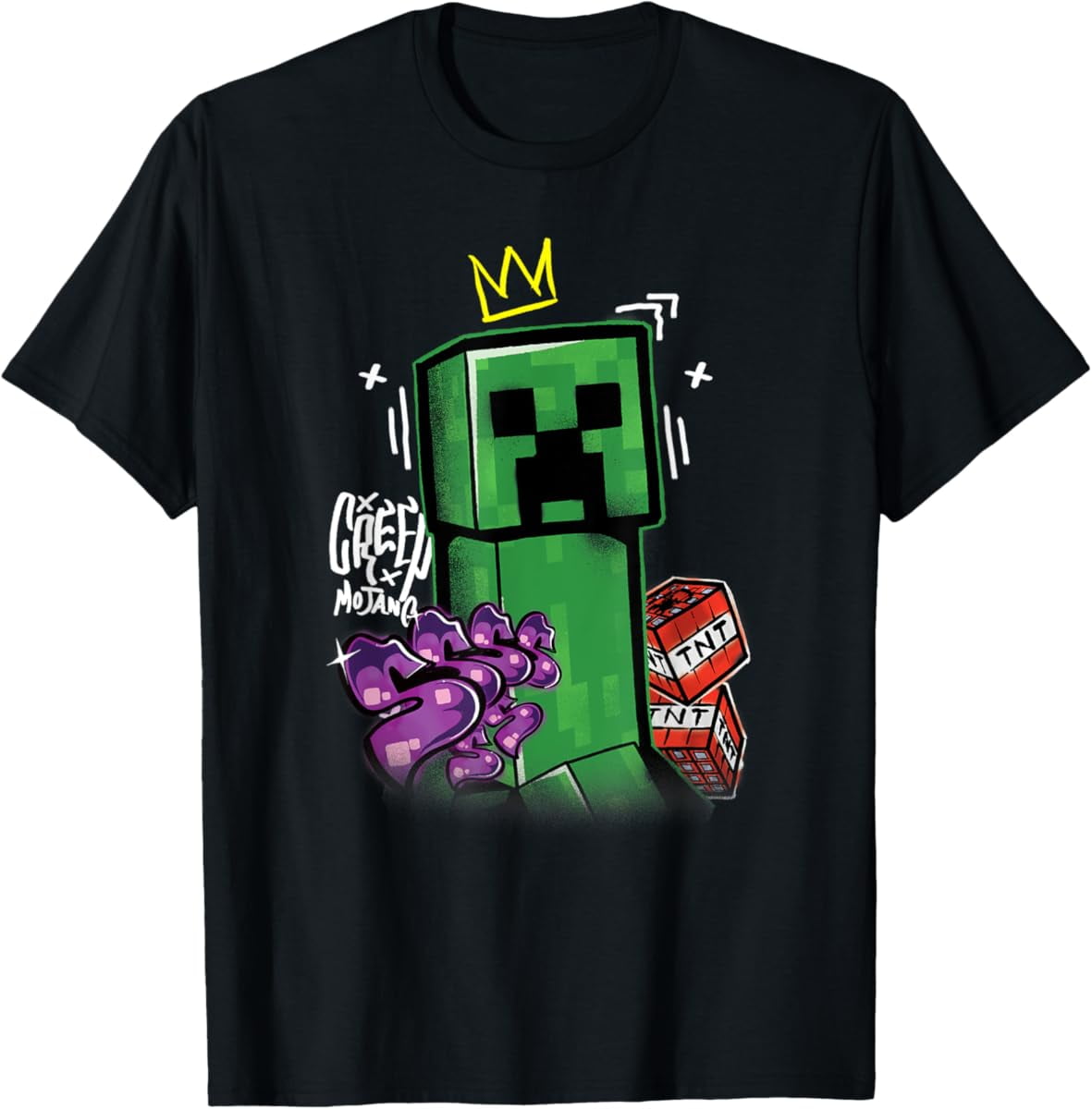 Hot Trending Pixel Art Creeper Crowned Graffiti Poster T-Shirt Vintage ...