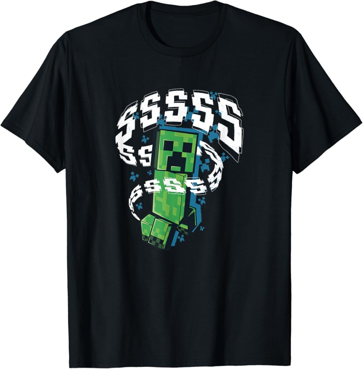 Hot Trending Pixel Art Creeper Run SSSSS T-Shirt Vintage Tee -Birthday ...