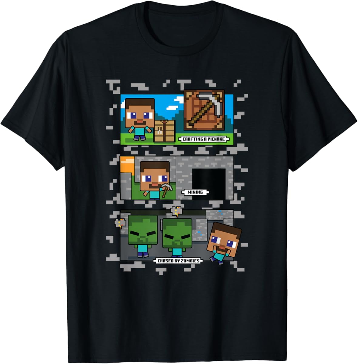 Hot Trending Pixel Art Steve's Activities Poster T-Shirt Vintage Tee ...