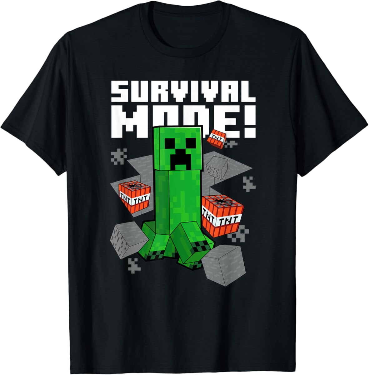 Hot Trending Pixel Art Survival Mode Creeper Explosion T-Shirt Vintage Tee -Birthday Gifts ...