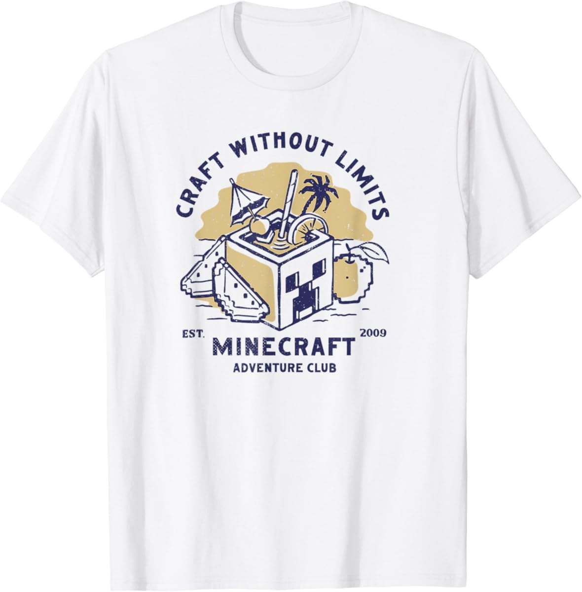 Hot Trending Pixel Art Tropical Creeper Head Craft Without Limits T-Shirt Vintage Birthday Gifts ...