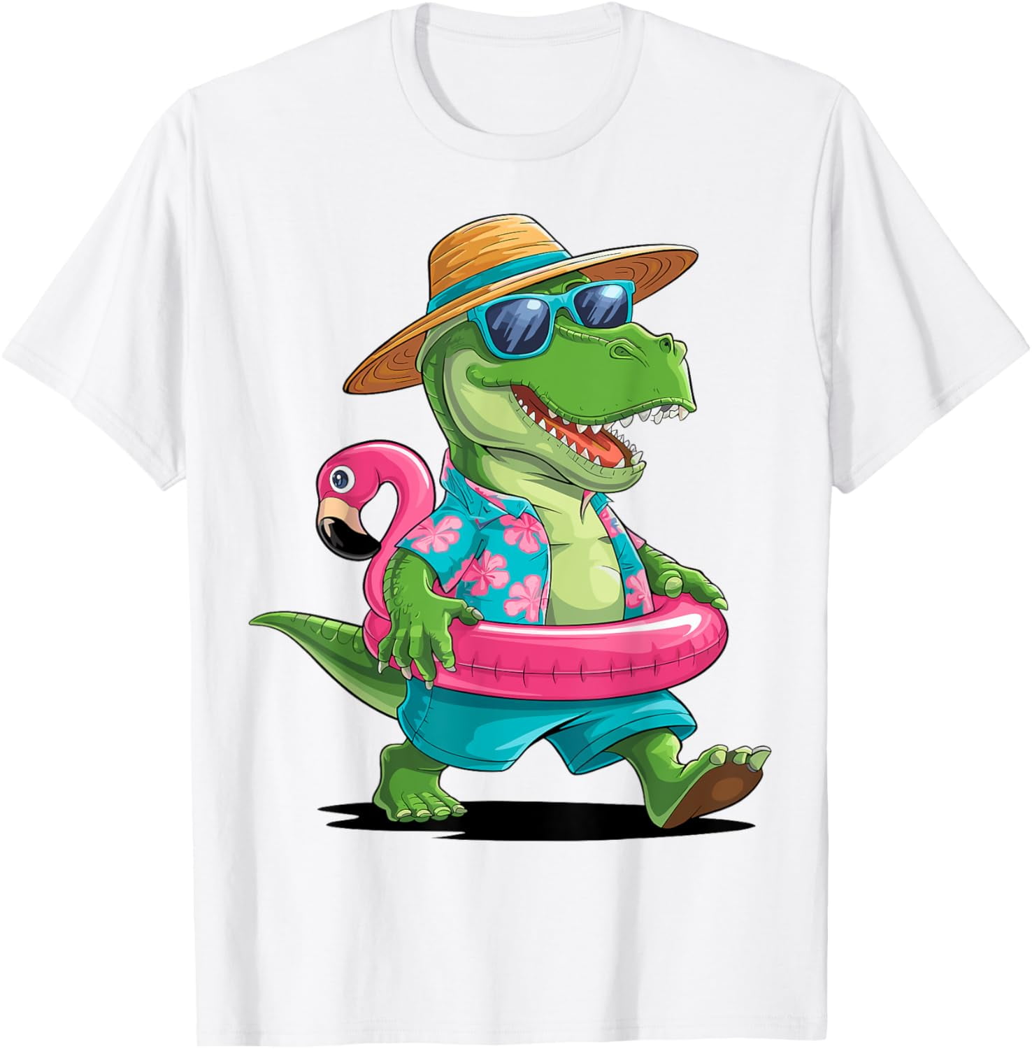 Hot Trending Pool Party Dinosaur Pink Flamingo Float Funny T Rex Summer ...