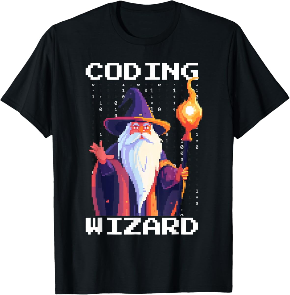 Hot Trending Programmer 8-Bit Pixel Art Coder Coding Wizard T-Shirt ...
