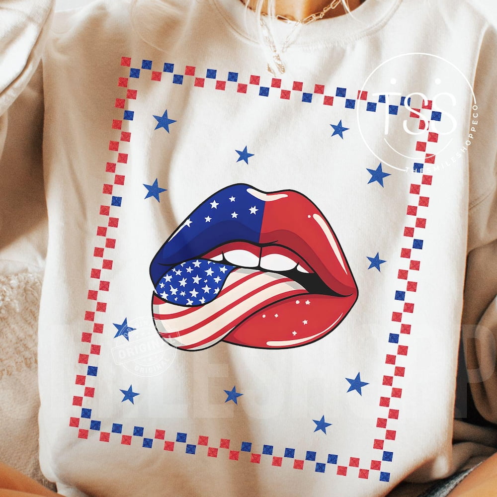 Hot Trending QUNHSHIRT 4th of July Mama Coquette lips Shirt, Preppy ...