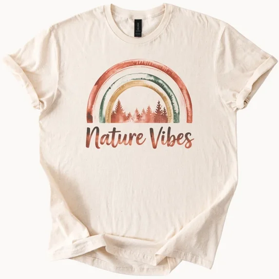 Hot Trending Rainbow Trees Nature Vibes Tee Outdoorsy Graphic Top ...