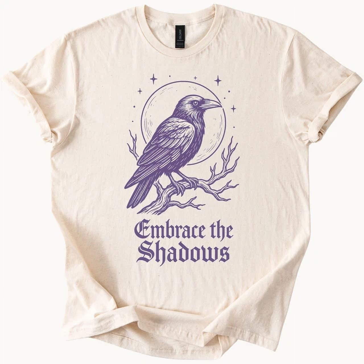 Hot Trending Raven and Moon Tee Embrace Shadows Gothic Bird Shirt ...