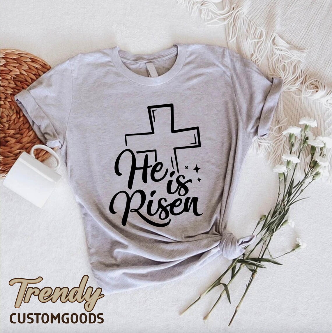 Hot Trending He Is Risen Funny Shirt, Christ Easter Cross T-Shirt, Christian Religious Tee ...