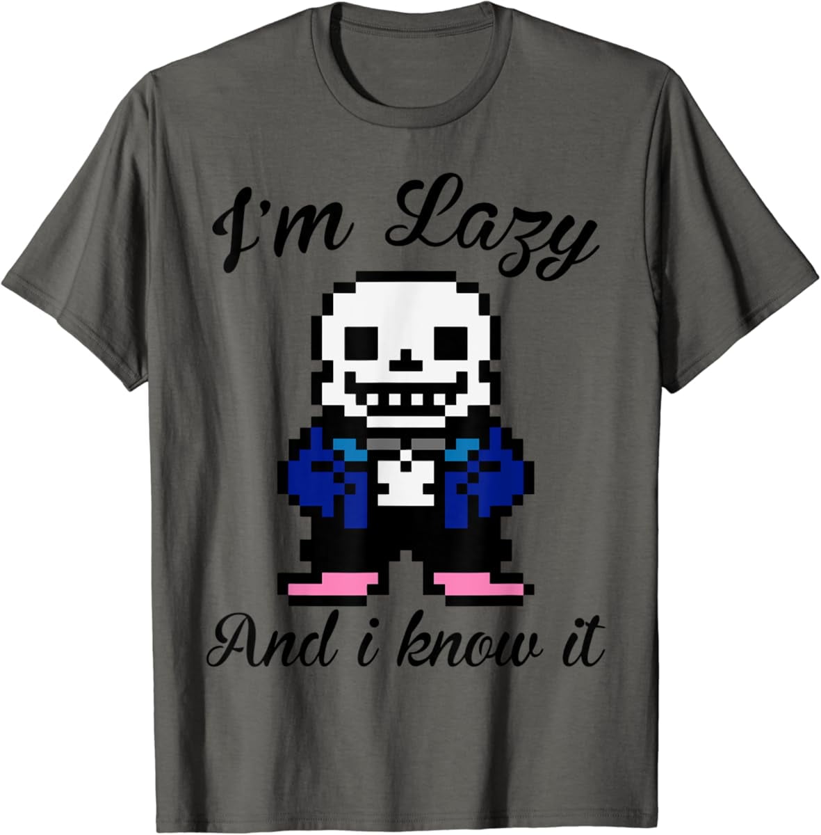 Hot Trending Sans Skeleton Cool Pixel Art I'm Lazy And I Know It T ...