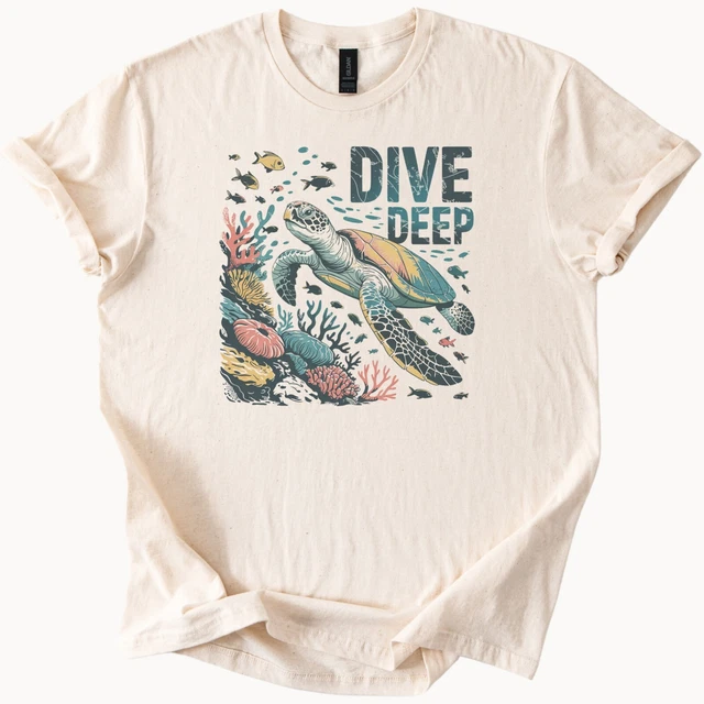 Hot Trending Sea Turtle Dive Deep T Shirt Ocean Graphic Tee Scuba Gift ...