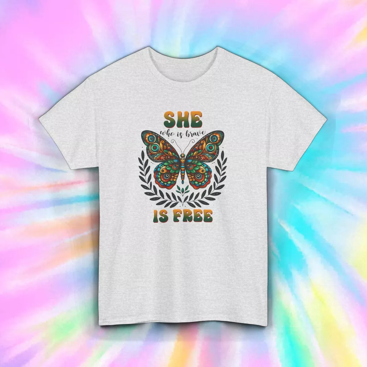 Hot Trending She Who is Brave T-Shirt | Free Spirit Butterfly Graphic ...