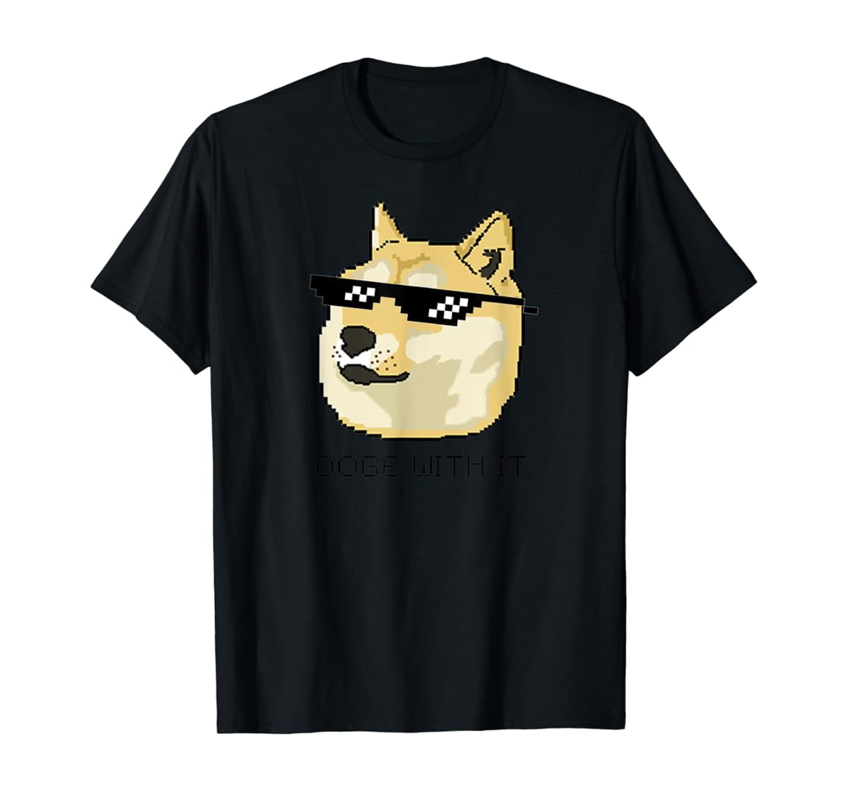 Hot Trending Shiba Inu T-Shirt Meme Doge Deal With It Pixel Glasses Tee ...