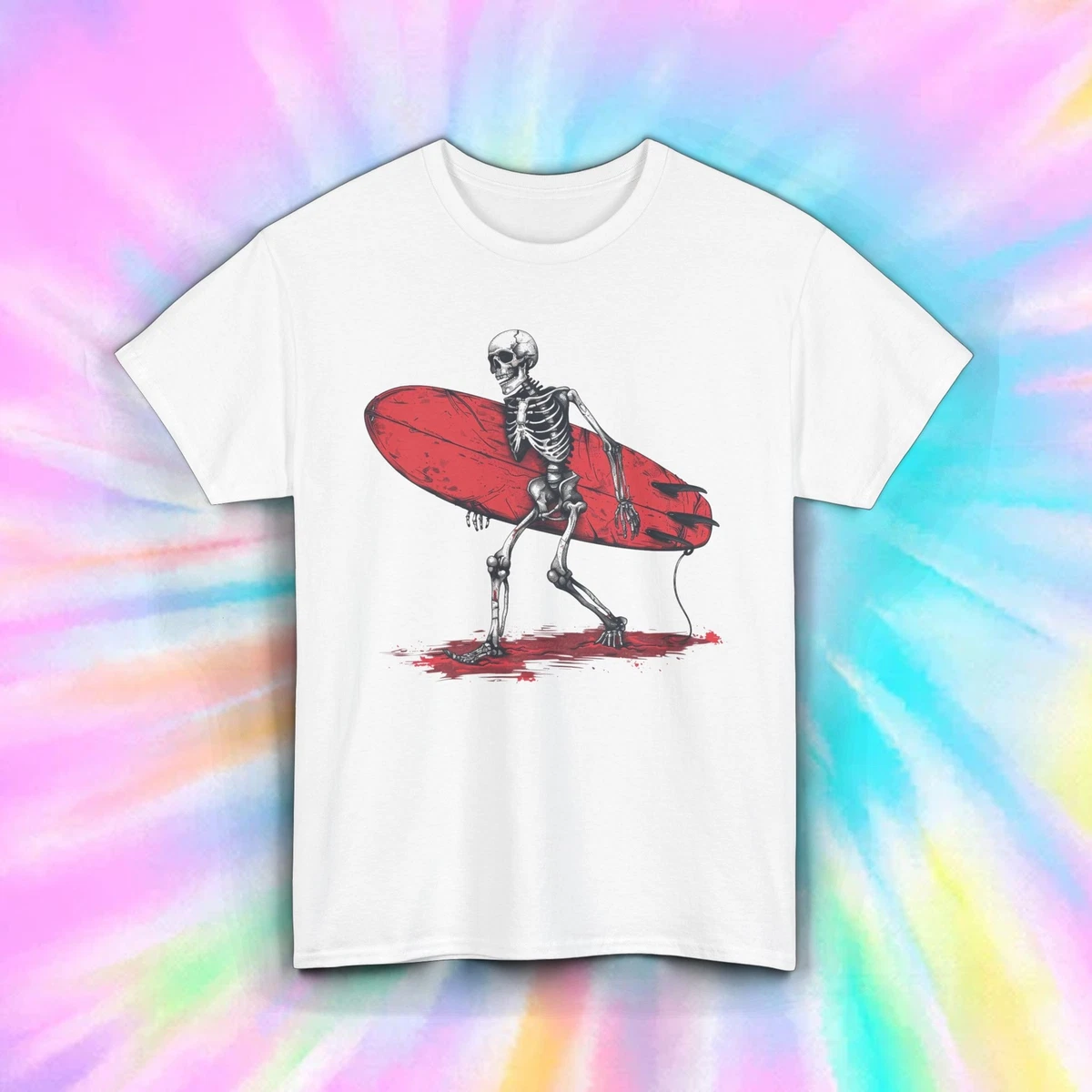 Hot Trending Skeleton Surfer Shirt Red Board Grunge Beach Goth Surf ...
