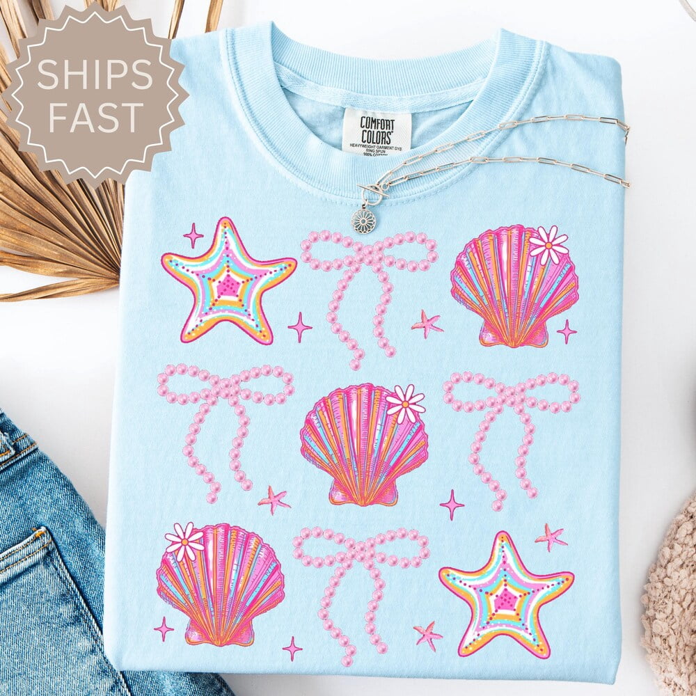 Hot Trending Summer Clam Coquette Shirt, Summer Beach Pink Vibe T Shirt ...