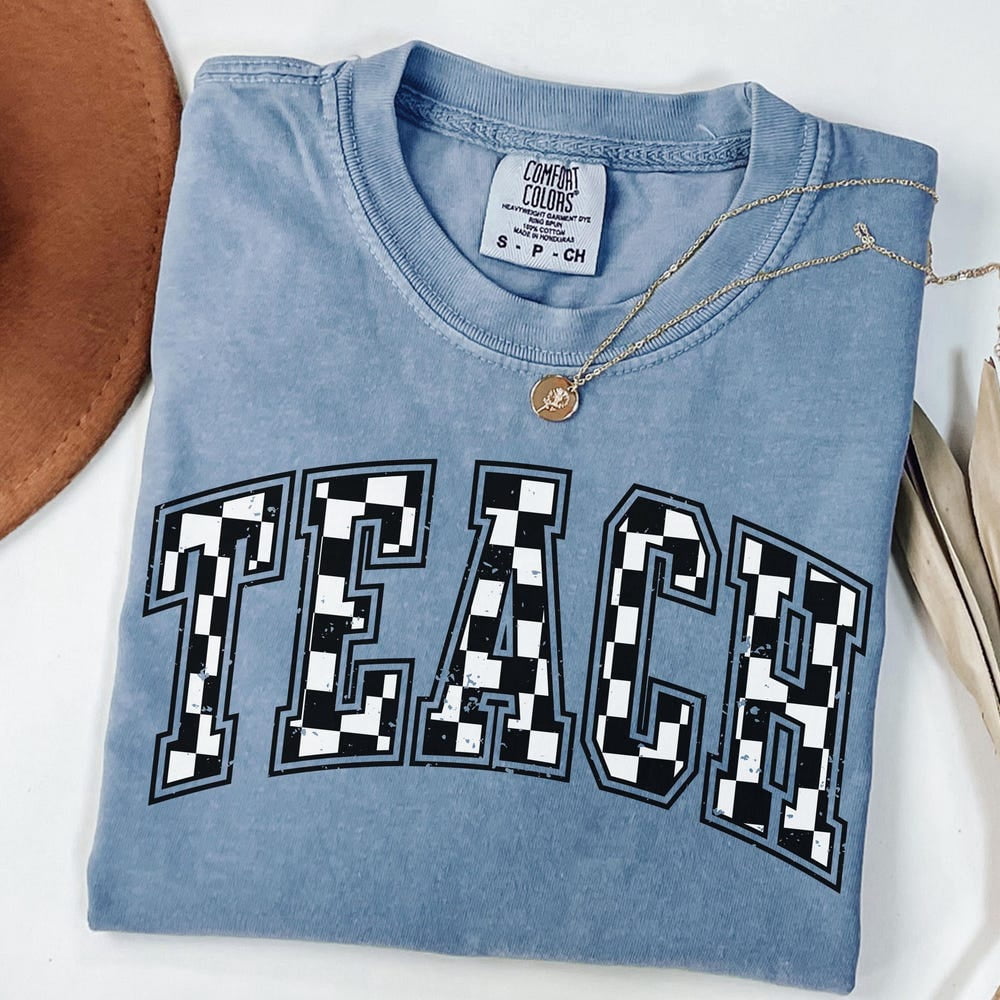 Hot Trending T-Shirt With Checkered Teacher Gift For Teacher, Retro ...