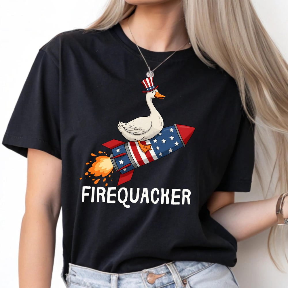 Hot Trending T-Shirt With Firequacker, Funny Goose 4Th Of July, Patriotic Independence Day Tee ...
