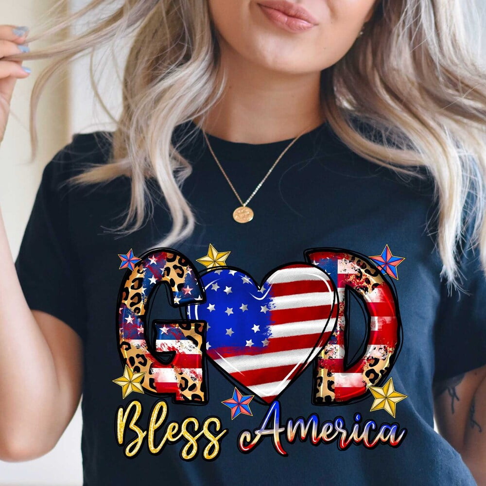 Hot Trending T-Shirt With God Bless America , America Jesus, 4Th Of ...