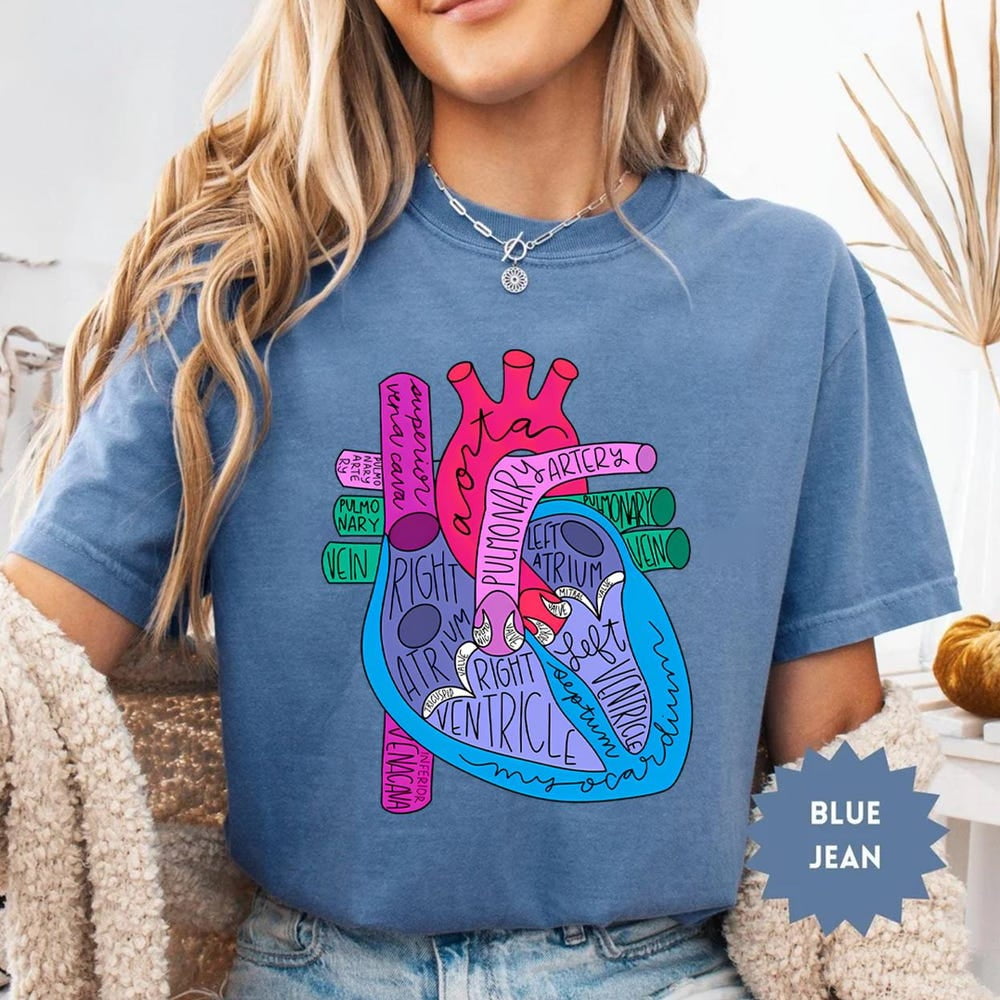 Hot Trending T-Shirt With Heart Anatomy Shirt, Cardiac Nursing Gift ...