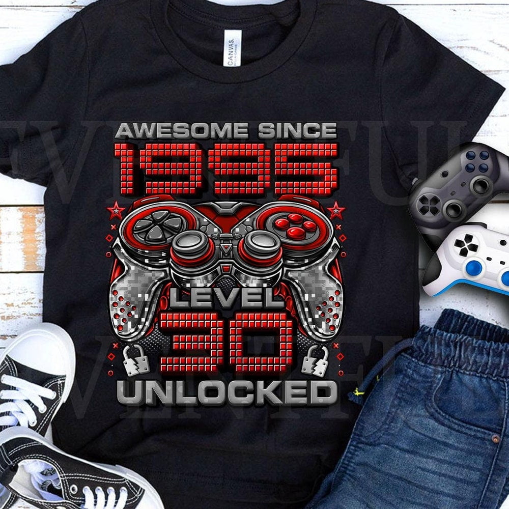 Hot Trending T-Shirt With Level 30 Unlocked Shirt, Gamer 30Th Birthday Shirt For 30 Year Old ...
