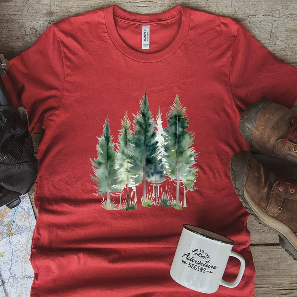 Hot Trending T-Shirt With Watercolor Trees Shirt, Pine Tree Sweatshirt ...