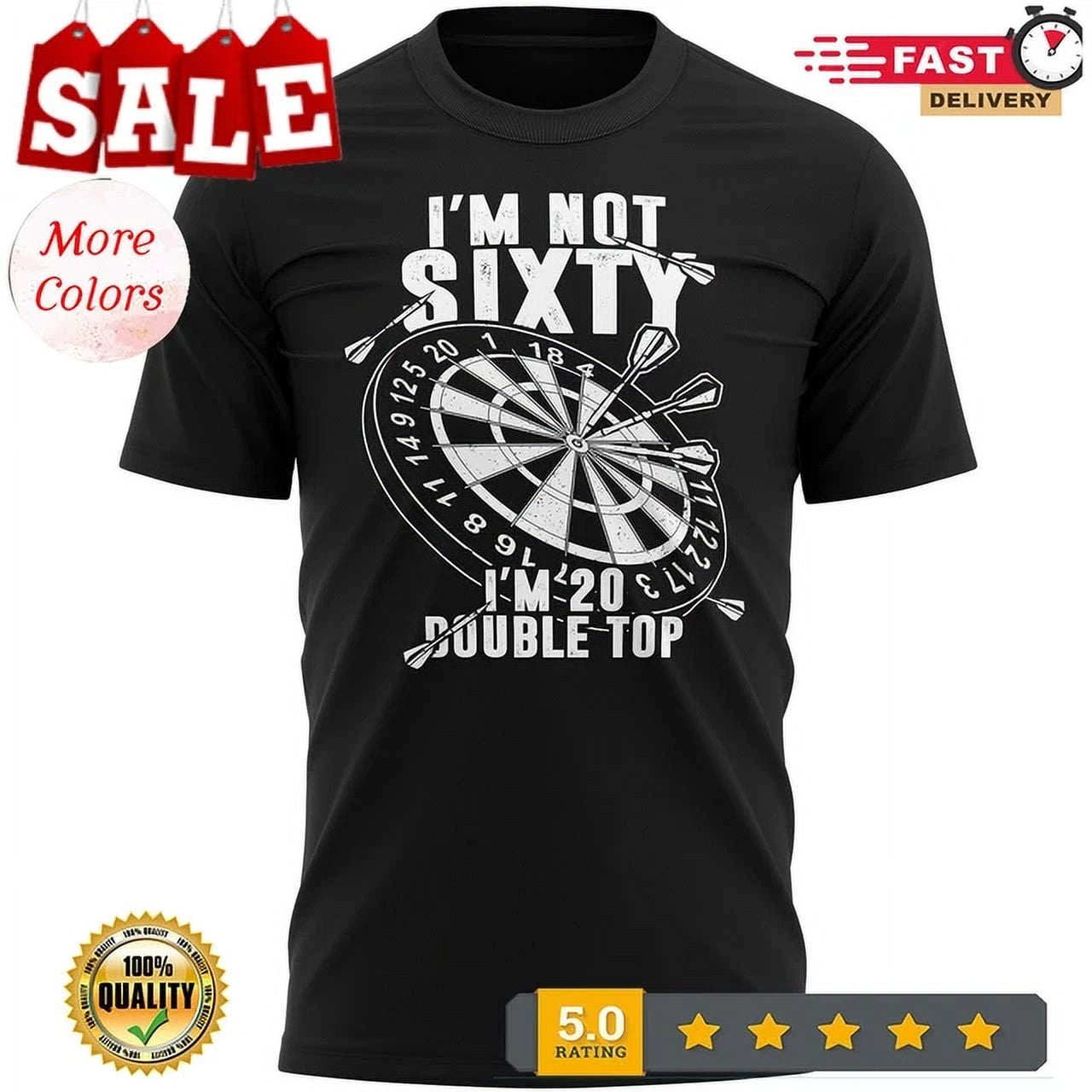Hot Trending T-Shirt With 60Th Birthday Darts Funny Dartboard 20 Double ...