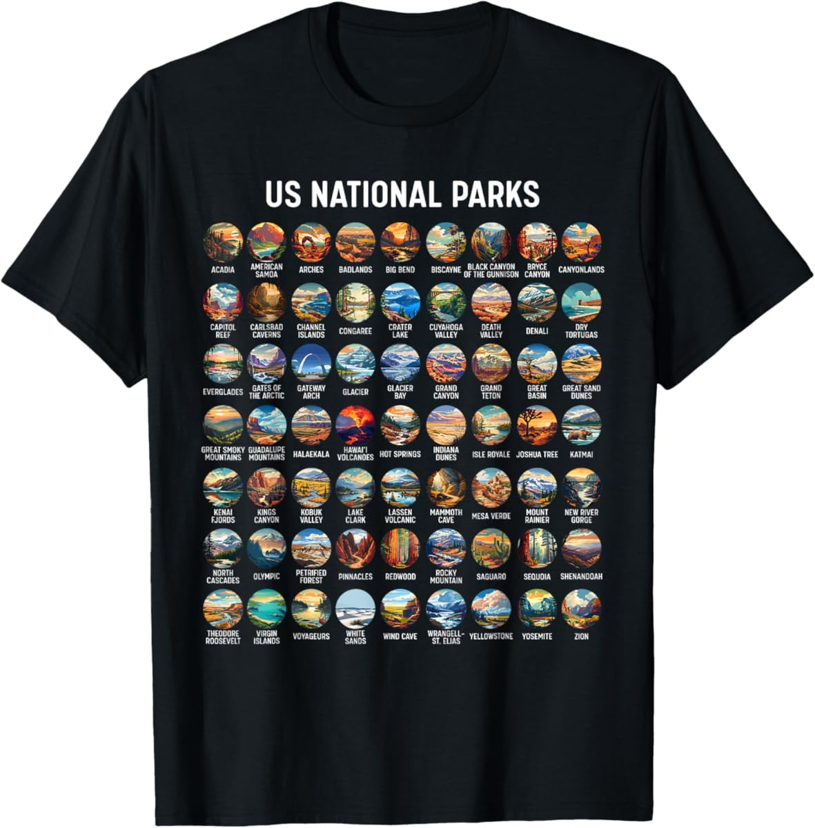Hot Trending T-Shirt With All Us National Park Checklist Bucket List Of ...