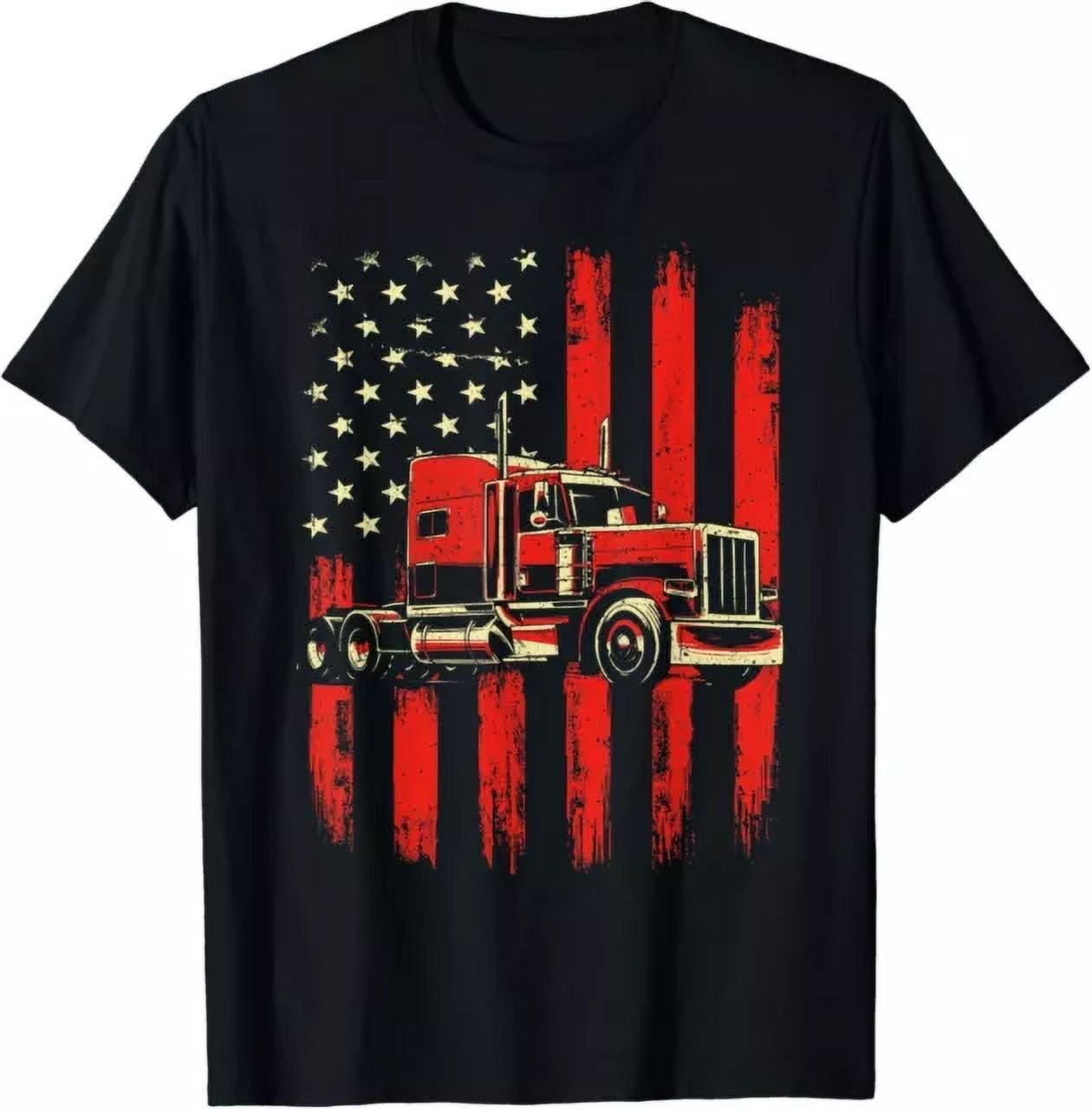 Hot Trending T-Shirt With American Trucker - Semi Truck Driver Trucking ...