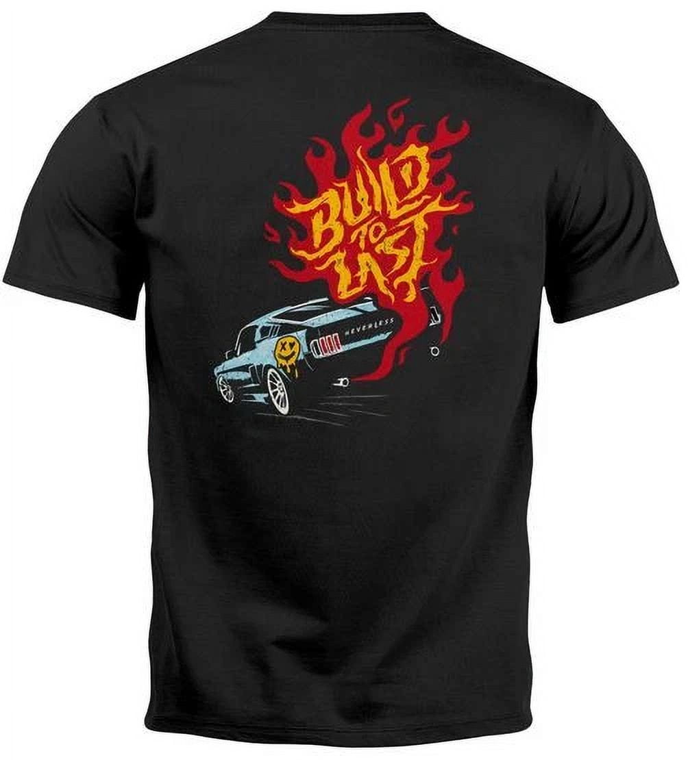 Hot Trending T-Shirt With Backprint Burner Car Gasoline Flames Saying ...