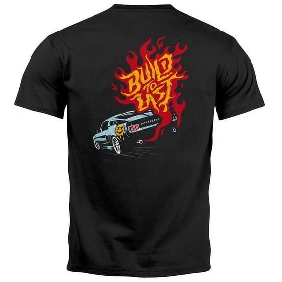 Hot Trending T-Shirt With Backprint Burner Car Gasoline Flames Saying ...